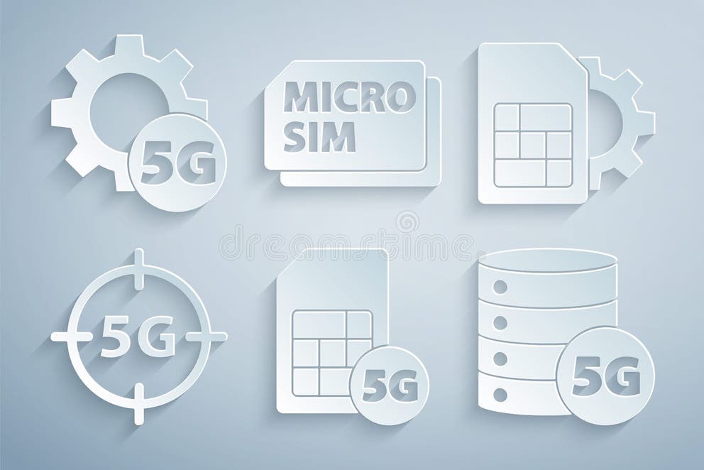 Set 5G Sim Card, Card Setting, Network, Server, Micro and Setting Icon ...