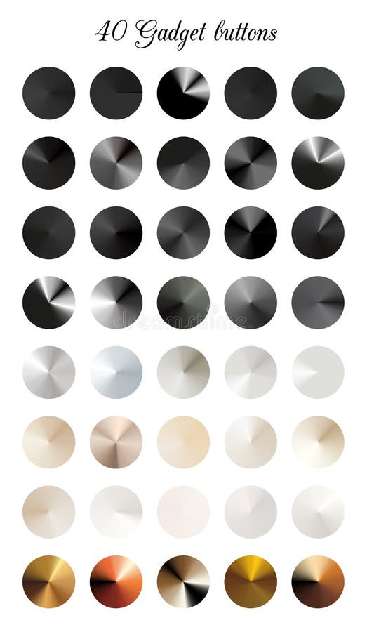Set of Gadget Gradient Mesh .Metallic Buttons Collection, Industrial ...