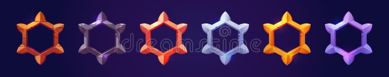 Set of Game Avatar Frames on Dark Background Stock Vector ...