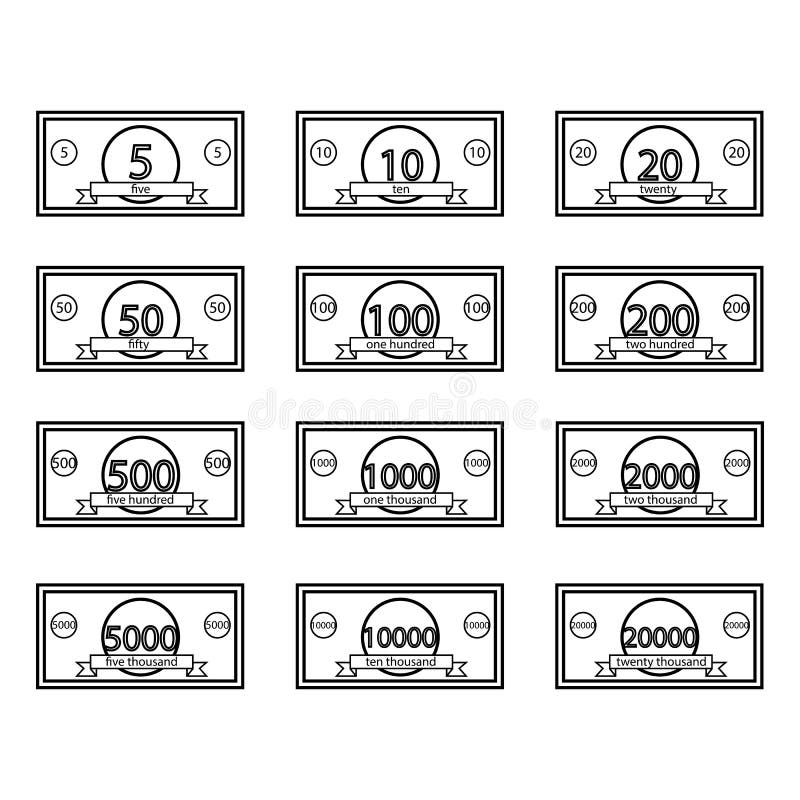 Set of Game Cash Notes Icons. Vector Illustration Eps 10 Stock ...