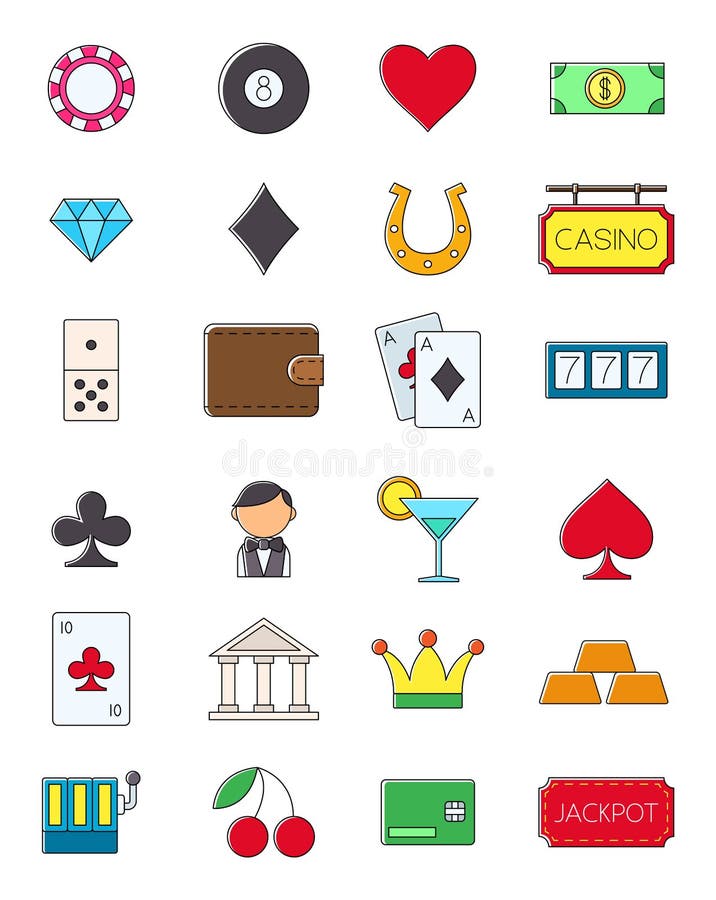 Set of Game of Chance Icons Stock Illustration - Illustration of poker ...