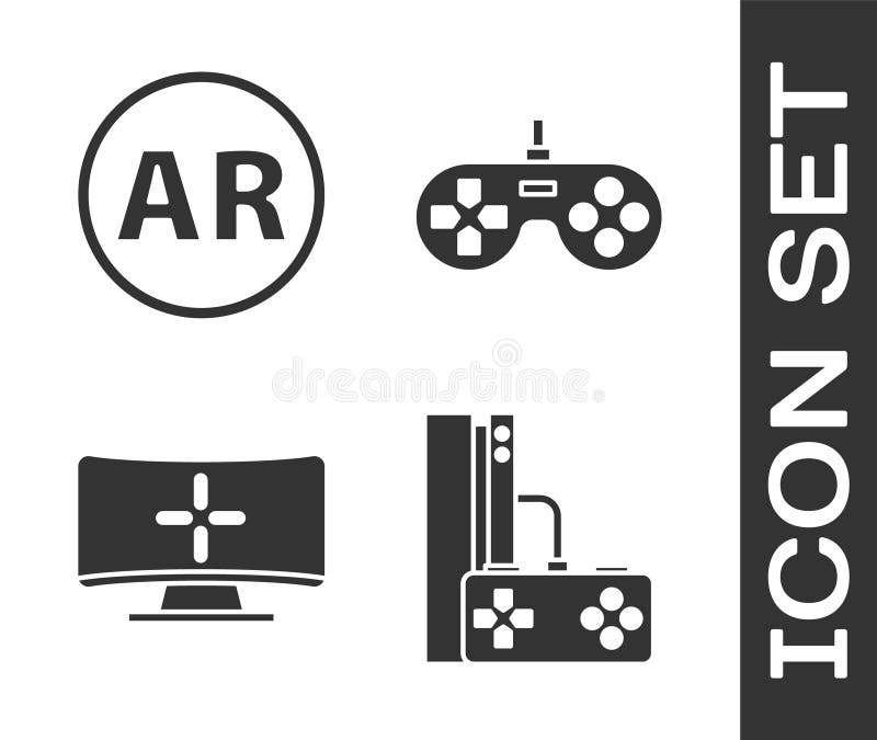 Set Game Console with Joystick, Ar, Augmented Reality, Computer Monitor ... Set Game Console with Joystick, Ar, Augmented Reality, Computer Monitor ...