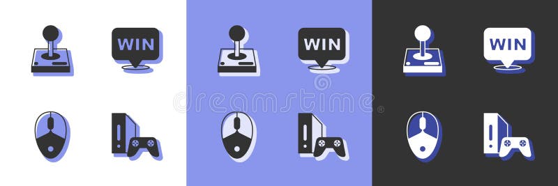 Set Game Console with Joystick, Joystick for Arcade Machine, Computer Mouse and Medal Icon ...