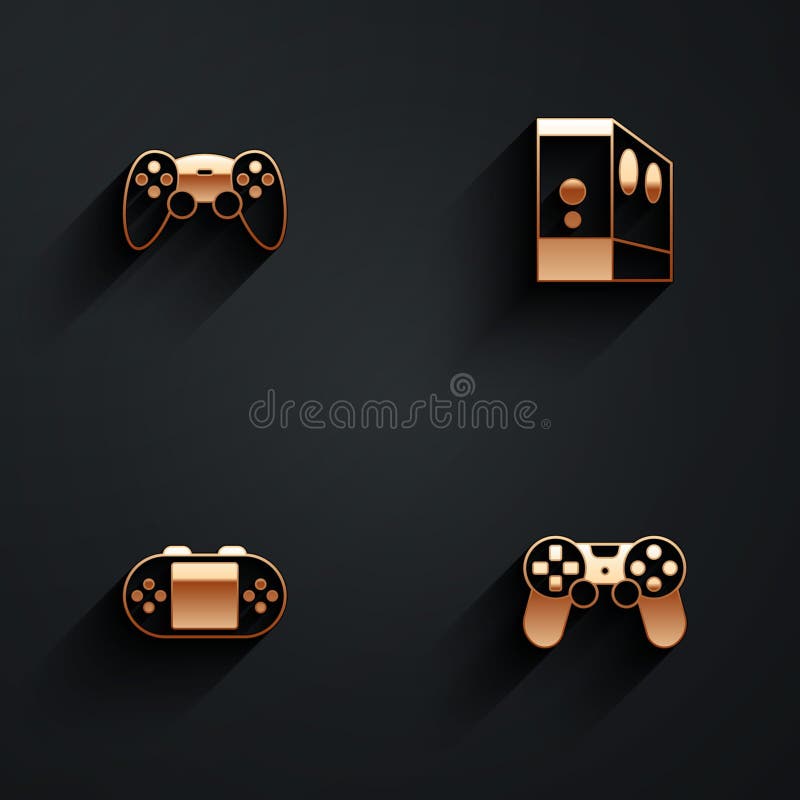 Set Game Controller or Joystick, Case of Computer, Portable Video Game Console and Icon with ...