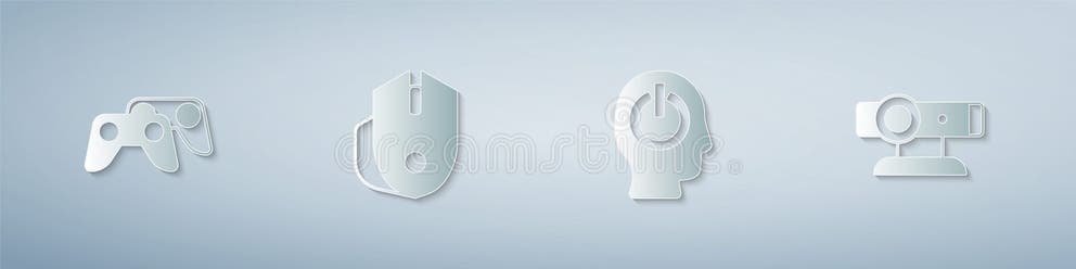 Set Game Controller Or Joystick Computer Mouse Power Button And Web