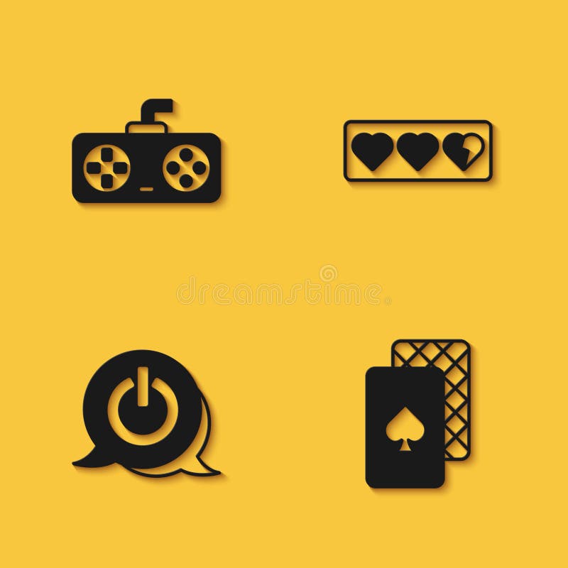 Set Game Controller or Joystick, Playing Cards, Power Button and Life ...