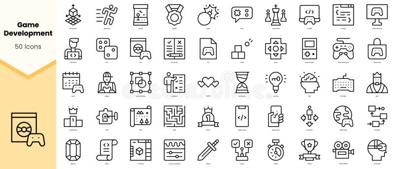 Set of Game Development Icons. Simple Line Art Style Icons Pack ...