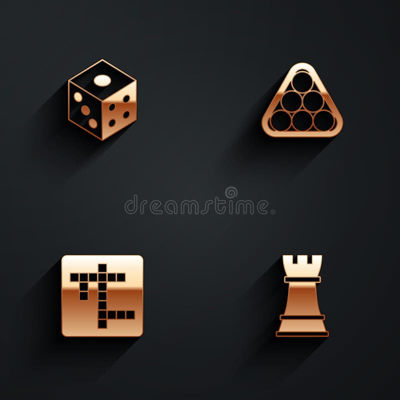 Set Game Dice, Billiard Balls in Triangle, Crossword and Chess Icon ...