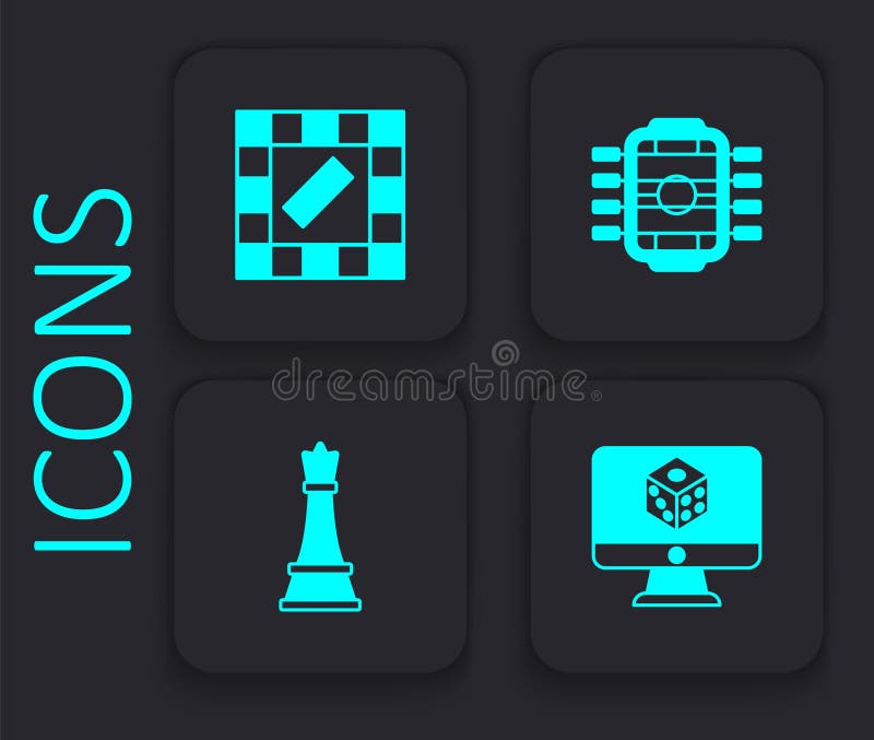 Set Game Dice, Board Game, Table Football and Chess Icon. Black Square ...