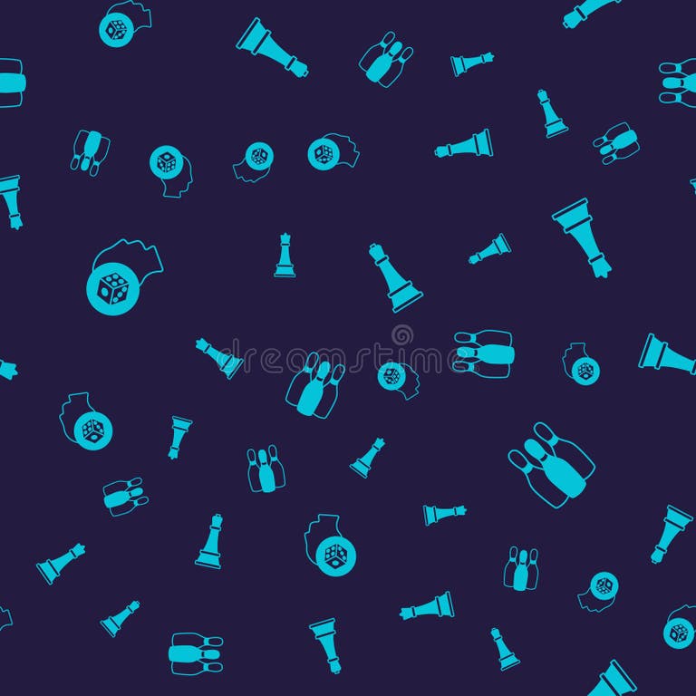 Set Game Dice, Chess, and Bowling Pin on Seamless Pattern. Vector Stock ...