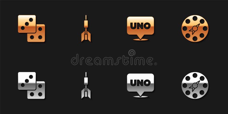 Set Game Dice, Dart Arrow, Uno Card Game and Twister Icon. Vector Stock ...