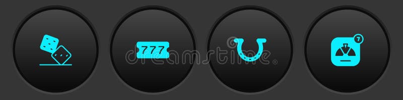 Set Game Dice, Lottery Ticket, Horseshoe and Lucky Wheel Icon. Vector ...
