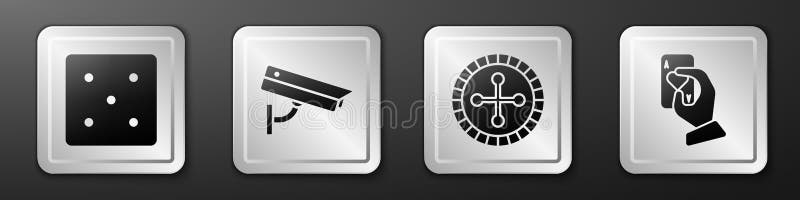 Set Game Dice, Security Camera, Casino Roulette Wheel and Hand Holding ...