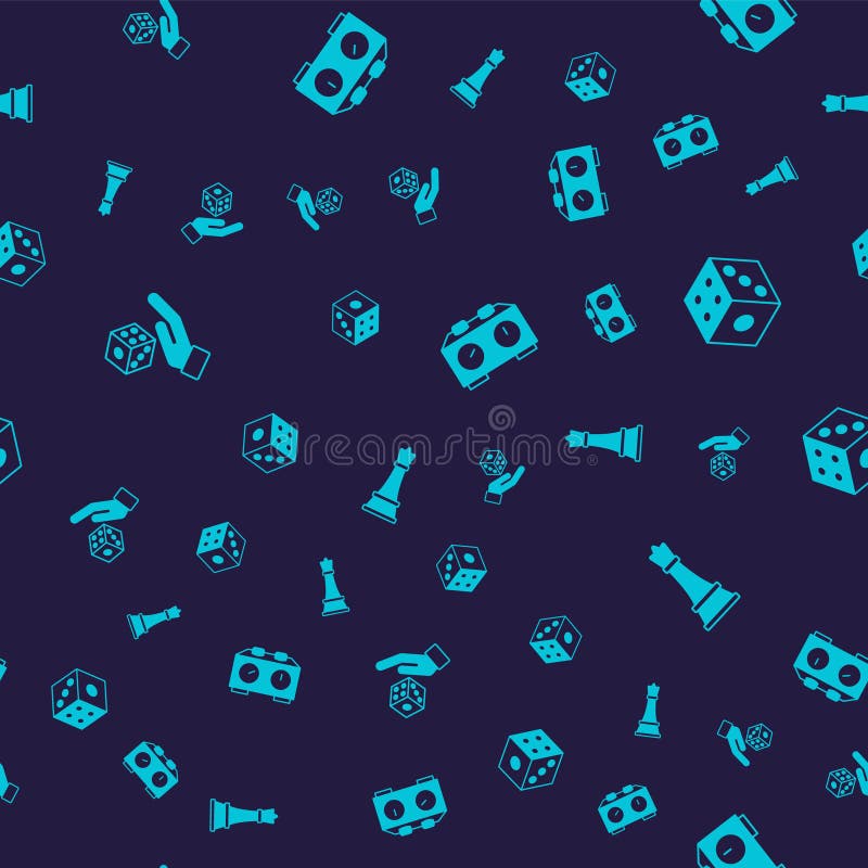 Set Game Dice, Time Chess Clock and Chess on Seamless Pattern. Vector ...