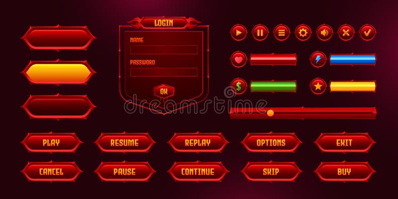 Set of Game Frames, Bars and Menu User Interface Stock Vector ...