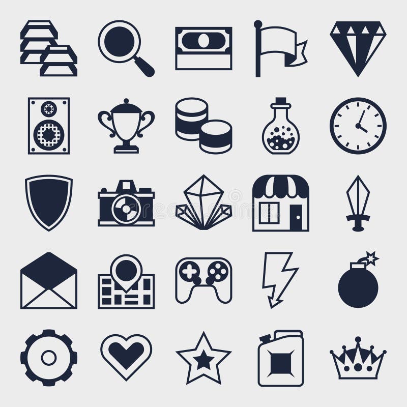 Set of Game Icons in Flat Design Style Stock Vector - Illustration of ...