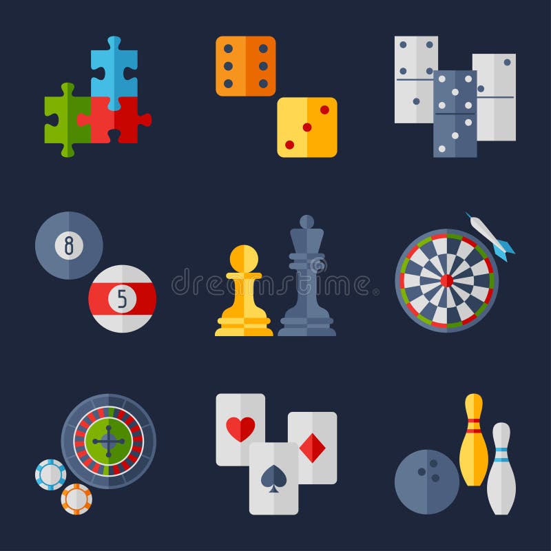 Set of Game Icons in Flat Design Style Stock Vector - Illustration of ...