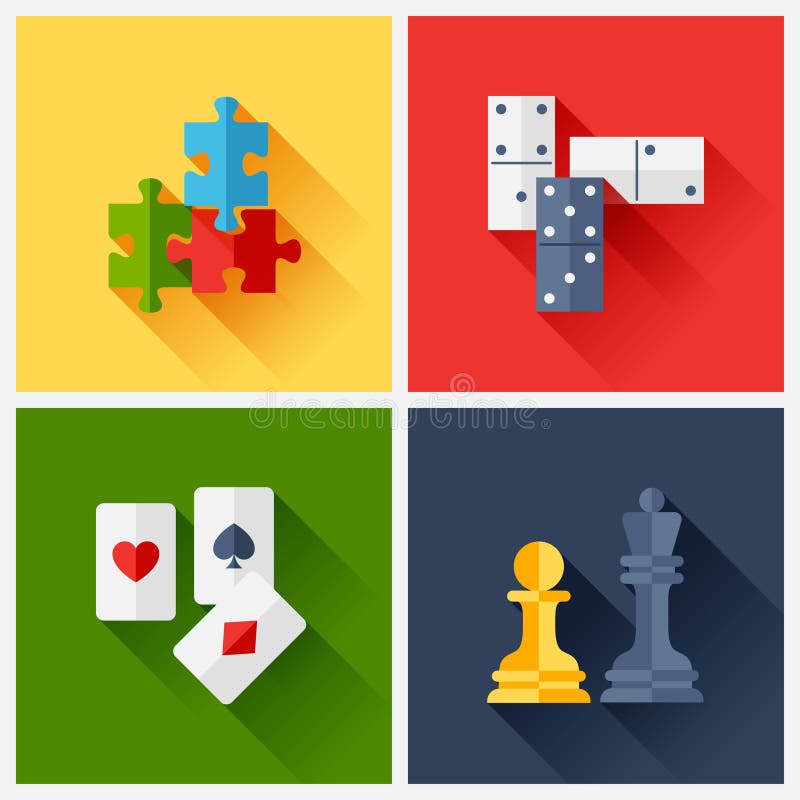 Set of Game Icons in Flat Design Style Stock Vector - Illustration of ...