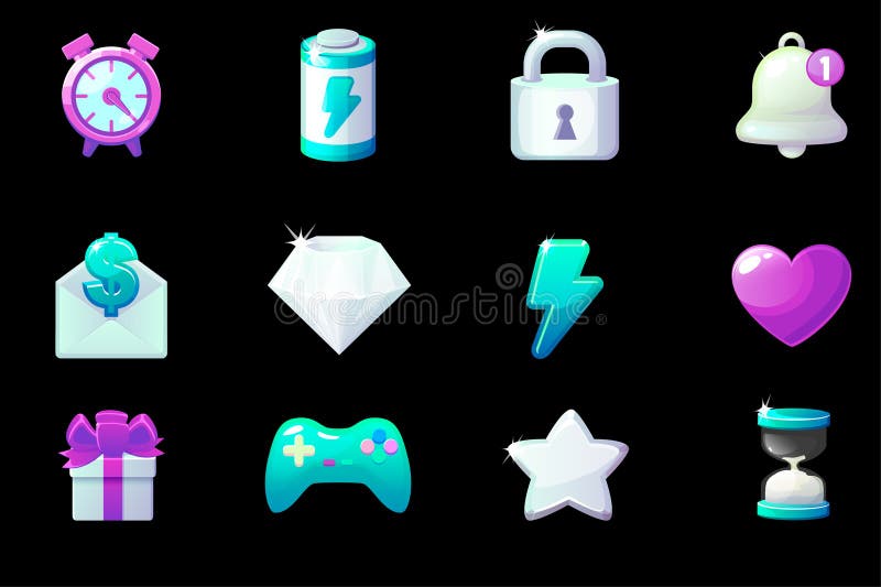 Set of Game Icons for UI. GUI Elements Stock Vector - Illustration of ...