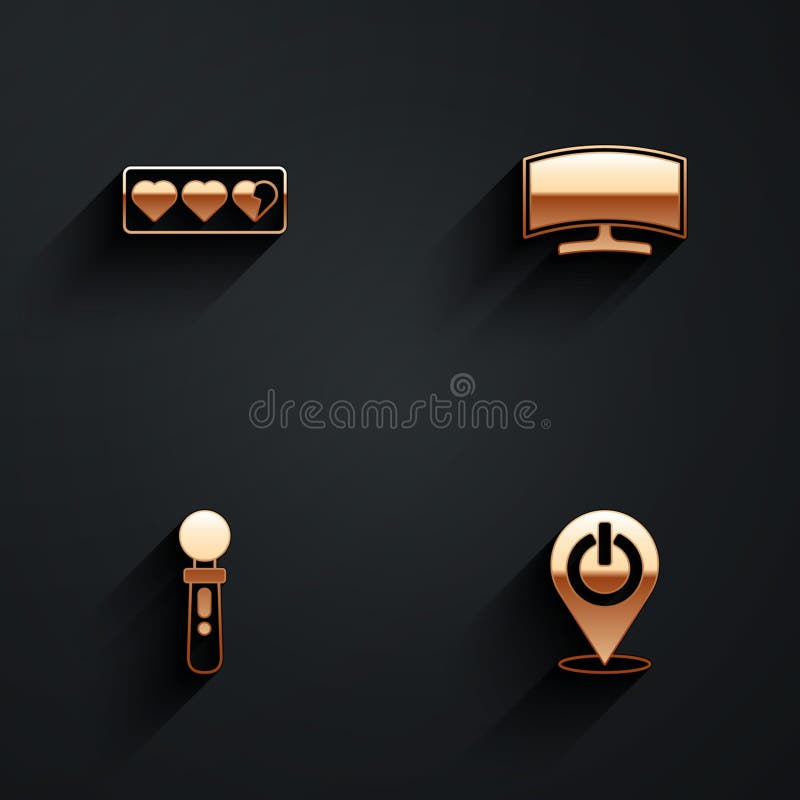 Set Game Life Bar, Computer Monitor, VR Controller Game and Power ...