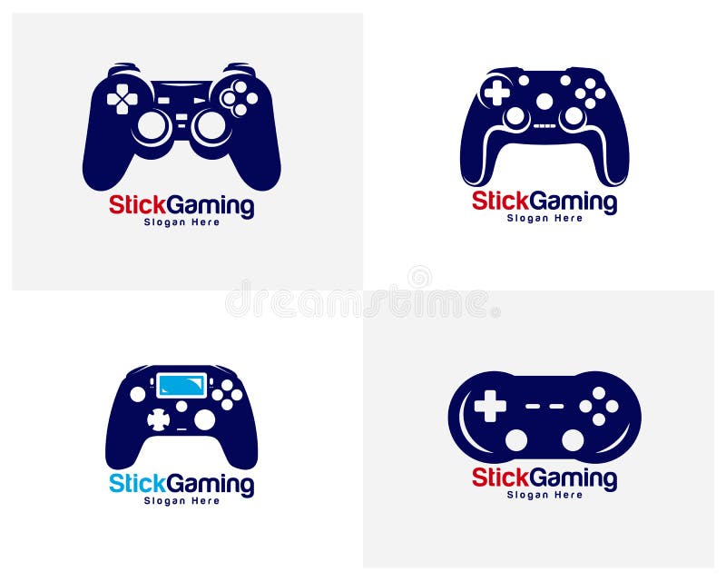 Set of Game Logo Template Vector. Joystick Design Icon. Stylized ...