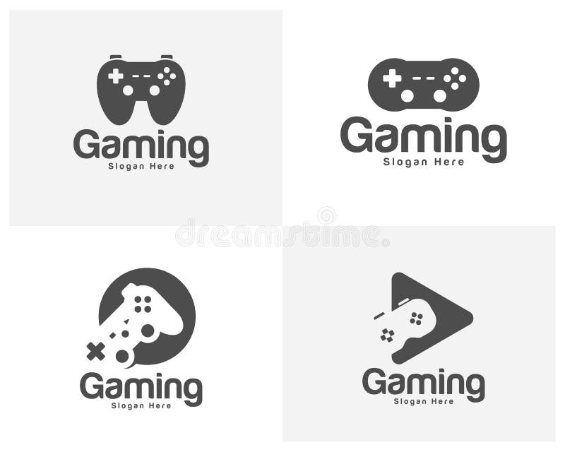 Set of Game Logo Template Vector. Joystick Design Icon. Stylized ...