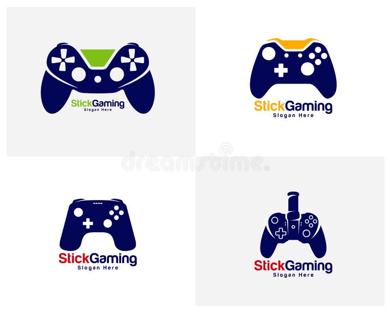 Set of Game Logo Template Vector. Joystick Design Icon. Stylized ...