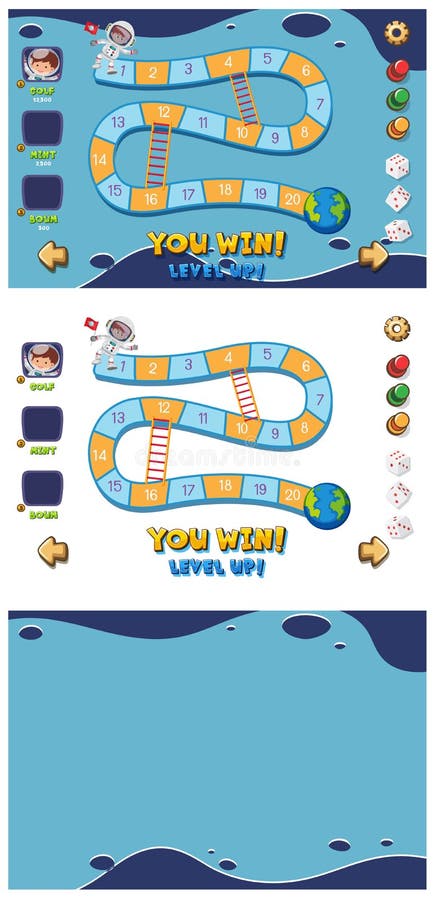 Set of Game with Spaceman on Blue Background Stock Vector ...