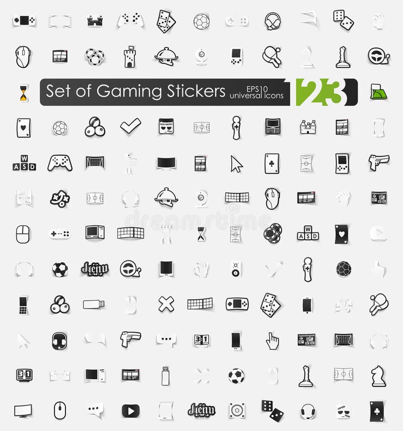 Set of game stickers stock vector. Illustration of gamer - 57144489