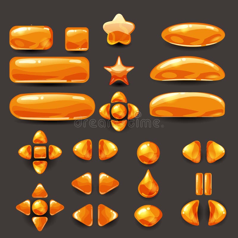 Set Game Ui. Complete Orange Menu of Graphical User Interface GUI To ...