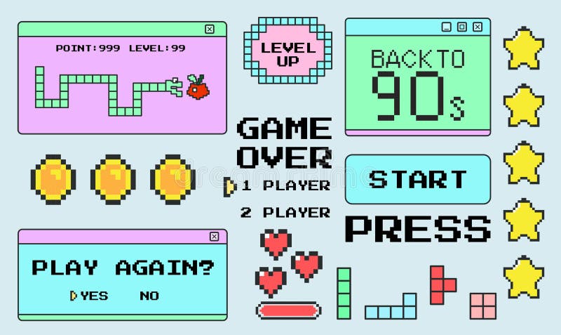 Pixel Art Old Computer Desktop Interface Stock Illustrations – 64 Pixel ...