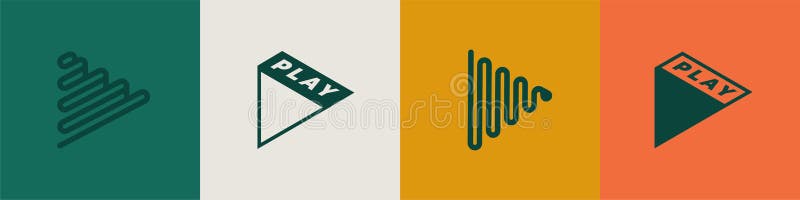 Set of Game Vector Logos of Play Button for Streaming and Media. Stock ...