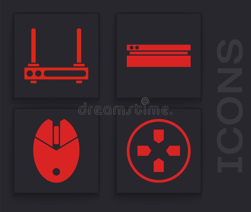 Set Gamepad, Router and Wi-fi Signal, Video Game Console and Computer ...