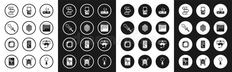 Set Gamepad, Rubik Cube, Sword for Game, Book, Binary Code, Tetris ... Set Gamepad, Rubik Cube, Sword for Game, Book, Binary Code, Tetris ...