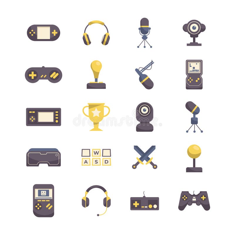 Set of Gaming Gamer Icon Bundle Vector Illustration Design Stock ...