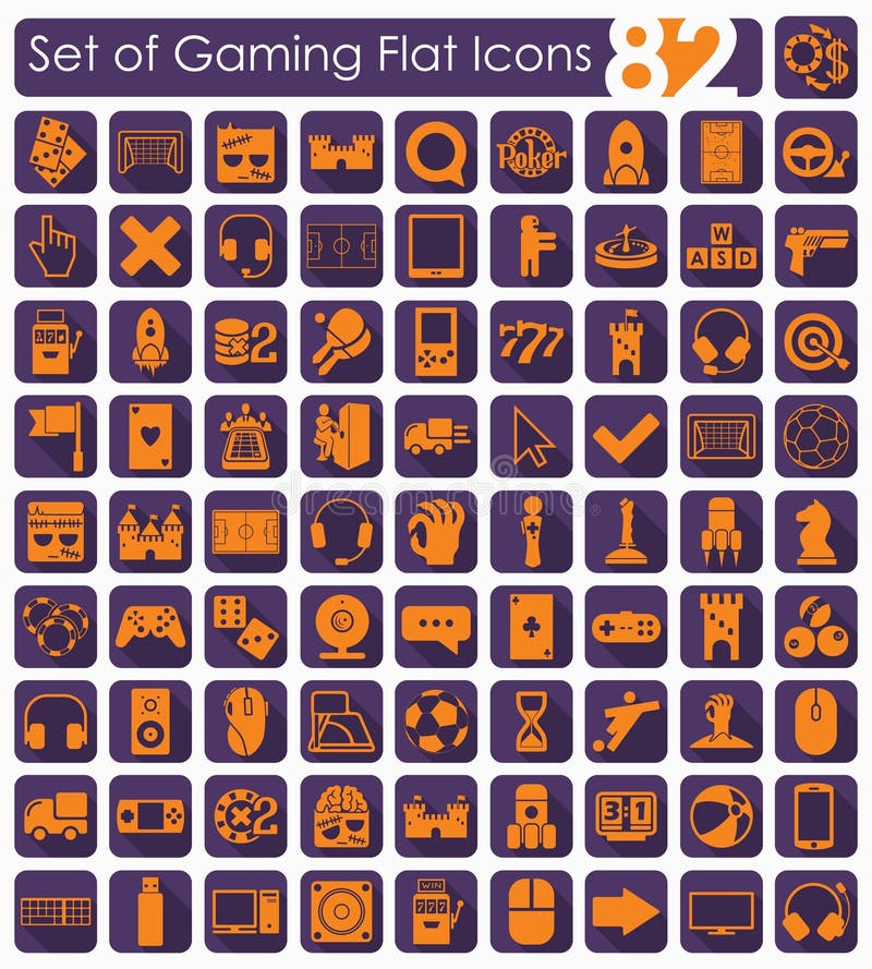 Set of gaming icons stock vector. Illustration of level - 79022030