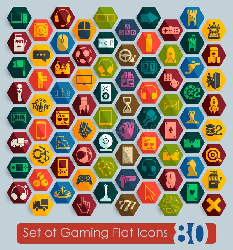 Set of gaming icons stock vector. Illustration of design - 79186843