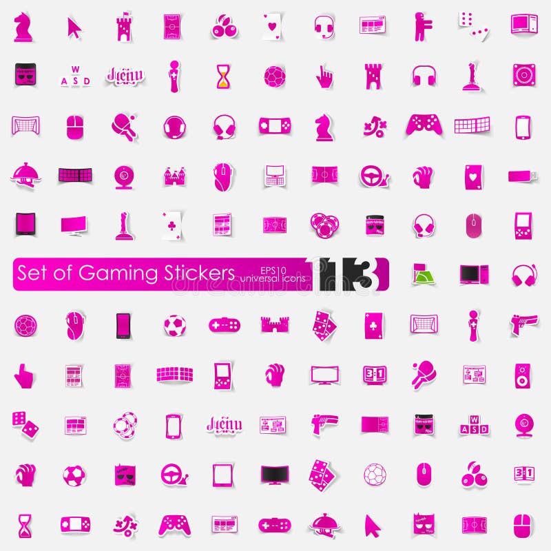 Set of gaming stickers stock vector. Illustration of gaming - 78778267