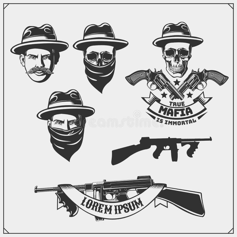 Set of Gangsters and Mafia Emblems, Labels and Design Elements. Street ...