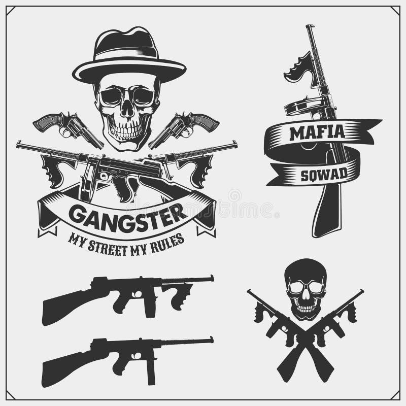 Set of Gangsters and Mafia Emblems, Labels and Design Elements. Street ...