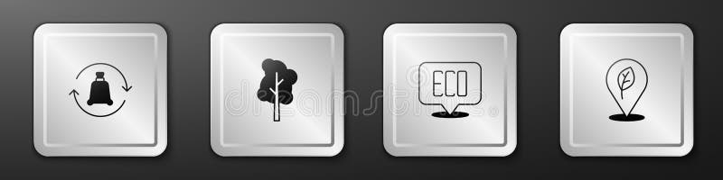 Set Garbage Bag with Recycle, Tree, Leaf Eco Symbol and Location Leaf ...