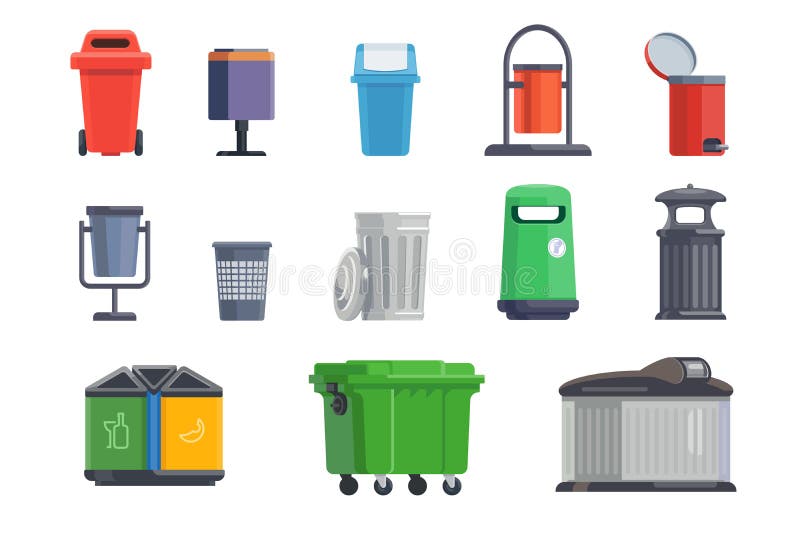 Set Garbage Cans Home Street Stock Illustrations – 5 Set Garbage Cans ...