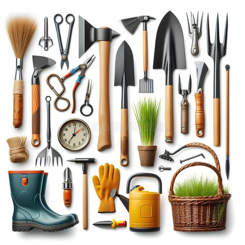 Set of Garden Tools Isolated on White Background Stock Illustration ...