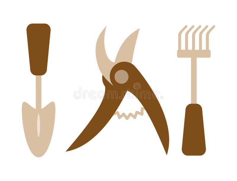 Set of Gardening Elements in Flat Cartoon Style. Vector Illustration ...