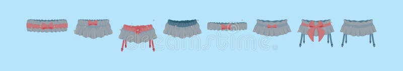 Set of Garter Modern Cartoon Icon Design Template with Various Models ...