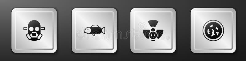 Set Gas Mask, Puffer Fish, Radioactive and Petri Dish with Bacteria ...