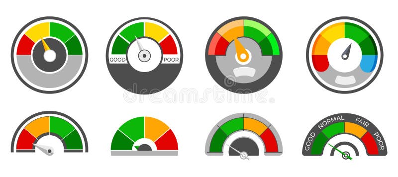 Set of Gauge Measure Meter Indicator in a Flat Design Stock Vector ...