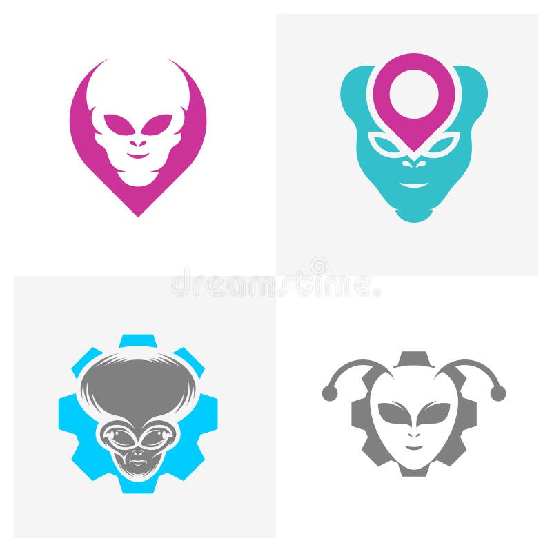 Gear Alien Logo Design Vector Illustration, Alien Design Template Stock ...