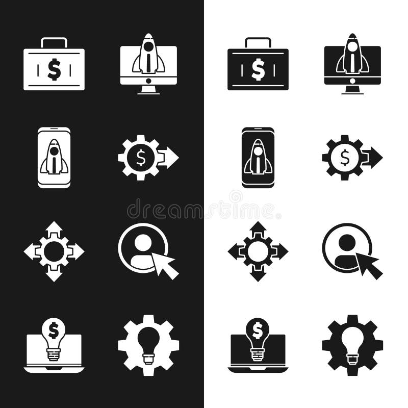 Set Gear with Dollar, Startup Project Concept, Briefcase and Money ...