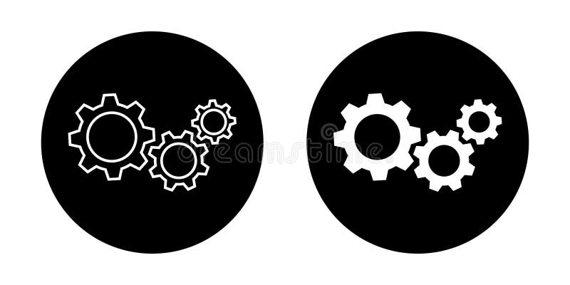 Set of Gear Icon Vector on Black Circle. Setting Gears, Cogwheel Symbol ...